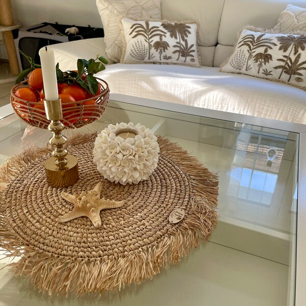 Decorative Shell in Beads and Cowrie Shells Beige Wall Decor, Bali Wall ...
