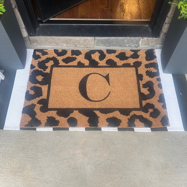 Personalized Leopard Print Doormat Custom Welcome Mat for Entryway ...