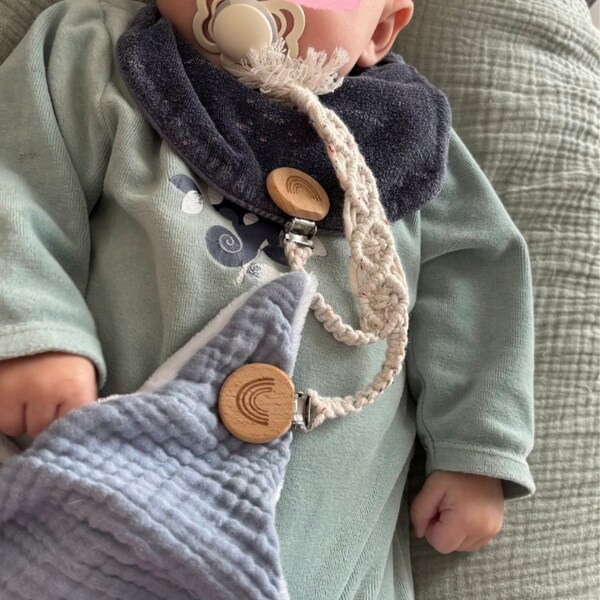 Macramé Pacifier Attachment With Wooden Clip //pacifier Attachment// - Etsy