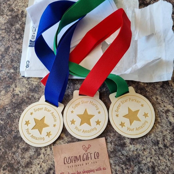 Personalised Engraved Wooden School Medals 8cm | School Medal L ...