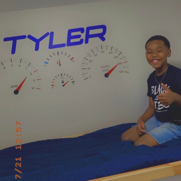 Boy Custom Name Wall Decal, Speedometer Wall Decal, Racing Car ...