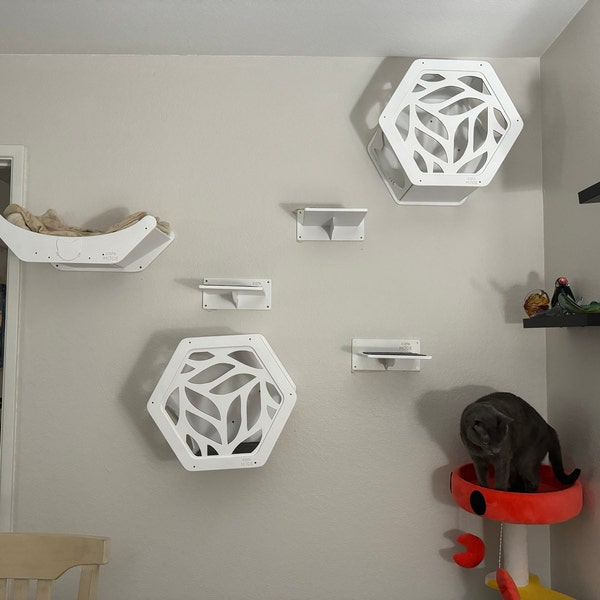 White Cat Hexagon, White Cat Shelf, Modern Cat Furniture, White Cat ...