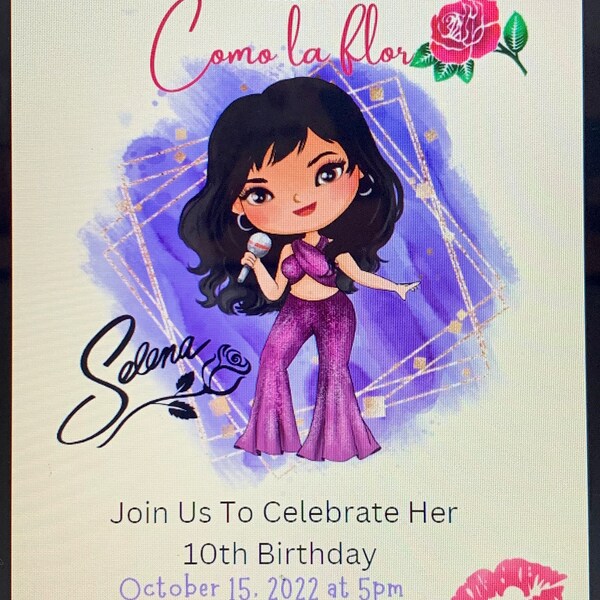 SELENA QUINTANILLA Birthday Invitation, Selena Modern Birthday, Cute ...