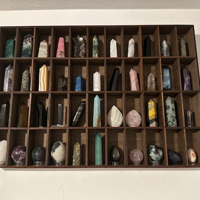 30 Compartment Wooden Display Shelf Trinket Shelf Curio Cabinet Knick ...