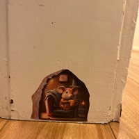 NEW Mouse Family of 4 Reading a Book Mouse Hole Sticker - Etsy