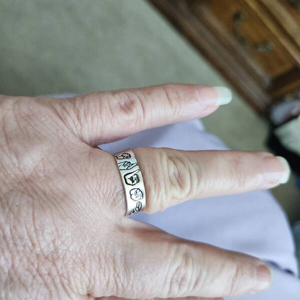 ASL Custom Name Stacking Wrap Ring | American Sign Language Gift | ASL ...