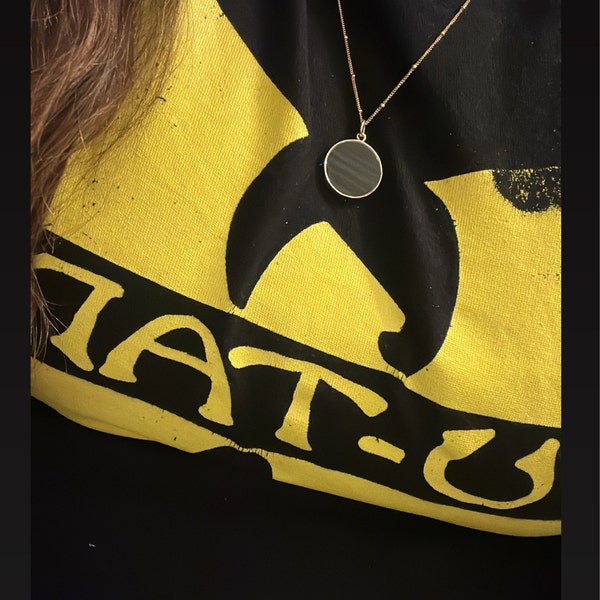 Black Obsidian Circle Pendant Necklace Minimalist Geometric Jewelry on ...