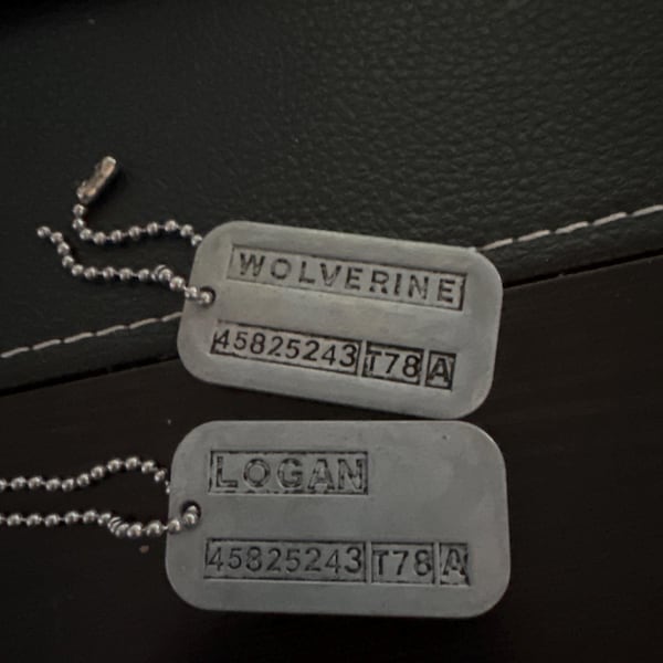 WOLVERINE LOGAN Brushed Steel Double Dog Tags Pendant Necklace - Ball ...