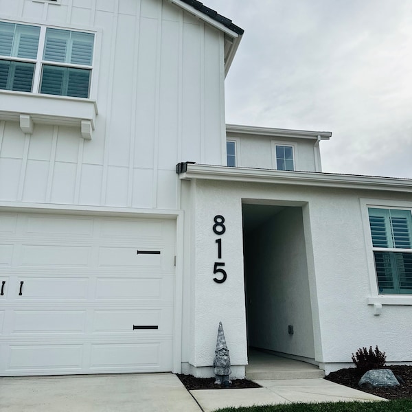 12 Inch Modern Numbers and Letters. Black, White and Silver House ...