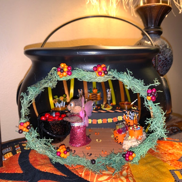 Papier-mâché Pumpkin Diorama With Skeleton Raking Leaves - Etsy