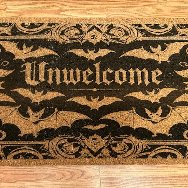 Unwelcome Bat Coir Doormat, Halloween Decor - Etsy