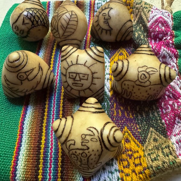 Set of 7 Peruvian CHUMPI KHUYA Stones - Hand Carved From Alabaster ...