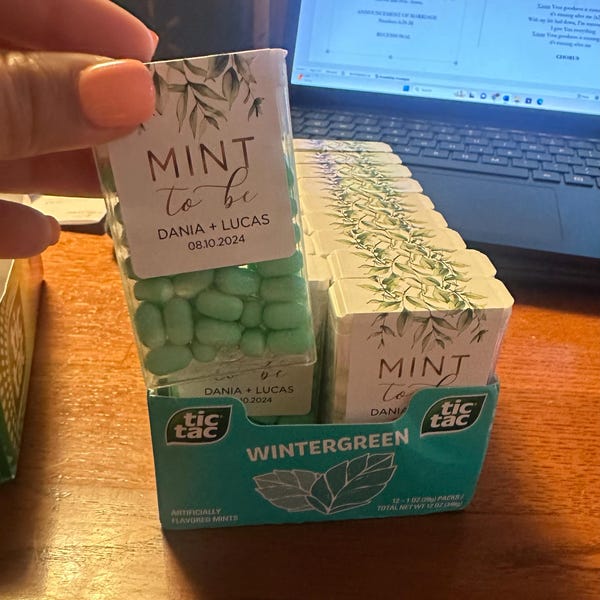 Mint to Be Tic Tac Stickers - Wedding Favor Sticker - Tic Tac Labels ...