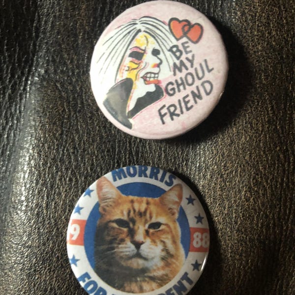 Vintage Style Pinback Buttons - 60s 70s 80s Novelty Pins - Reproduction ...