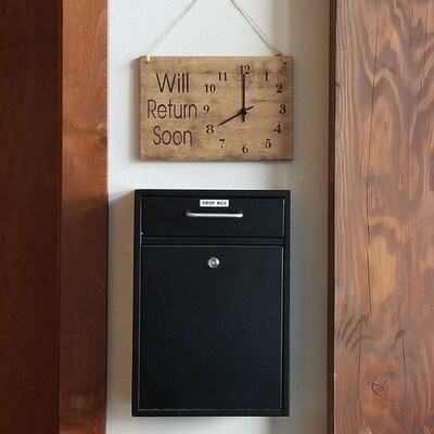 Business Sign, Will Return Clock Sign, Store Hour Sign, Custom Sign ...