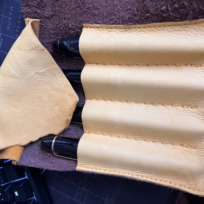 6 Pen Roll, Leather Pen Roll, Leather Pen Storage, Leather Pen Holder ...