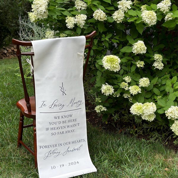 Custom Ivory in Memory of Wedding Chair Fabric Sign | Personalized ...