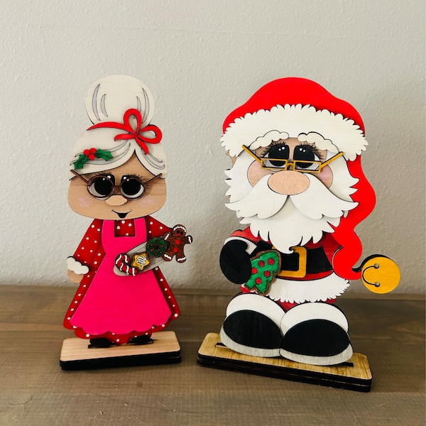 Standing Christmas Santa SVG Laser File Cutfile Glowforge Santa Shelf ...