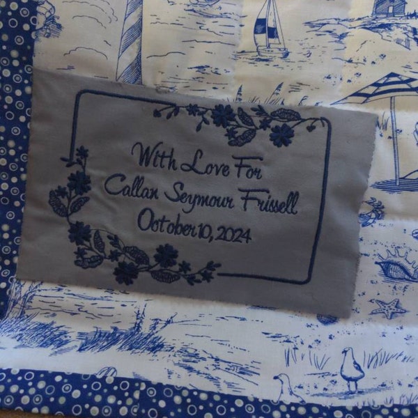 Custom Embroidered Feather Memory Quilt Label Personalized Embroidered ...