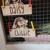 Bunny Rabbit Ears Down Cage Tag, Personalized, Custom, Engraved Wood ...