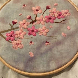 Blossom Embroidery Kit, Cherry Blossom Embroidery Kit, DIY Floral Hoop ...