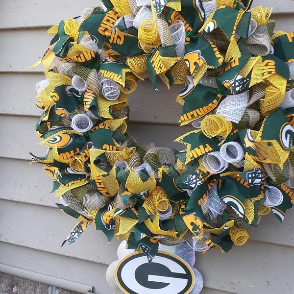 Green Bay Packers Wreath, Green Bay Packers Door Decor, Packers ...