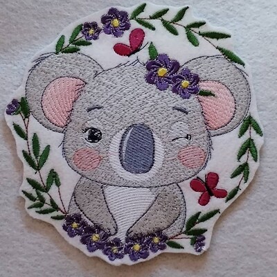 Koala Flowers Embroidery Designs Baby Embroidery Design Machine Animals ...