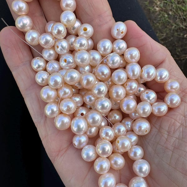 11-12mm A-AA Large Round Freshwater Pearls off Round Potato Pearl Ivory ...