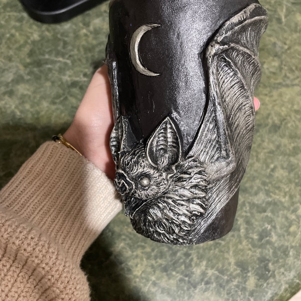 Vampire Bat Mug | Hand Sculpted Resin Gothic Art Mug With Stainless ...