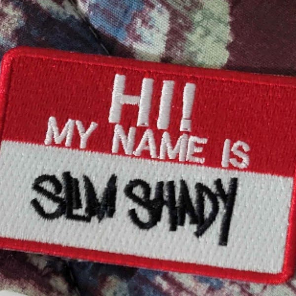 Slim Shady Name Badge Patch Eminem Rapper Album Embroidered Iron on BC2 ...