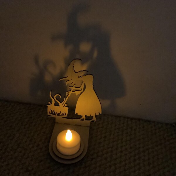 Spooky Witch Tealight Holders Halloween Party Decor Candle Shadow ...