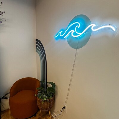 Wave Neon Sign LED Neon Sign Wave Wall Decor Beach House Wall Sign Sea ...