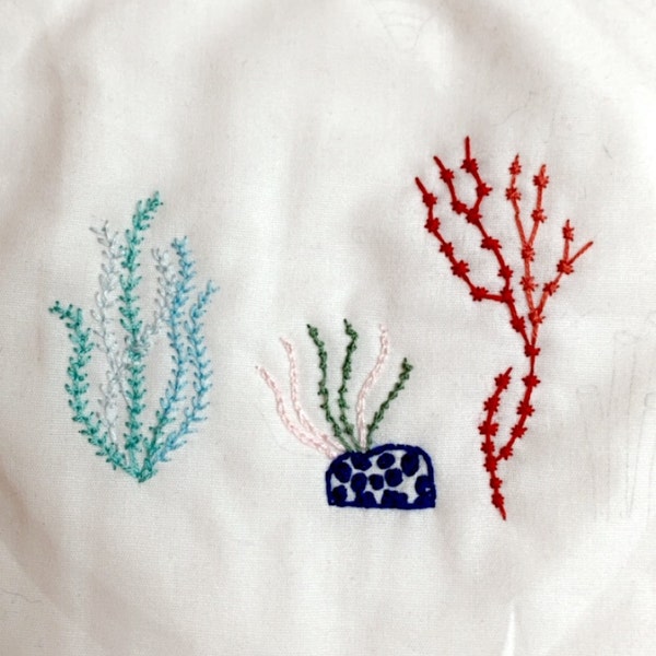 Wild Ocean, 3 Coastal Embroidery Patterns for Coral, Kelp and Seagrass ...