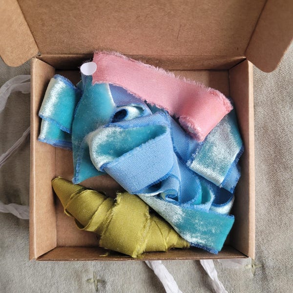 Pale Leaf Green Silk Velvet Ribbon - Hand Dyed Silk Velvet Ribbon ...