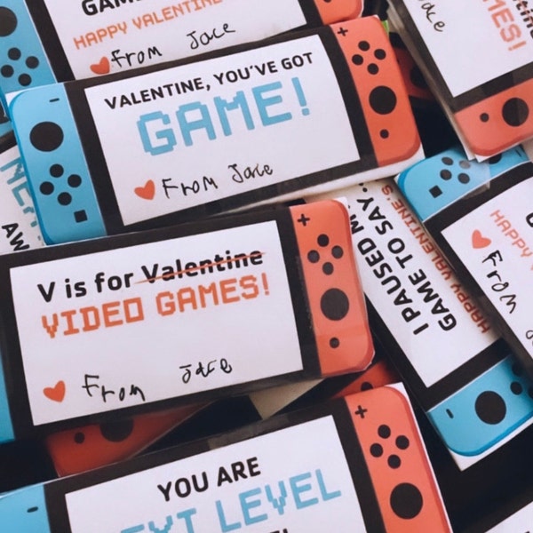 Video Game Valentine Candy Holder Printable Cards, Printable Classroom ...