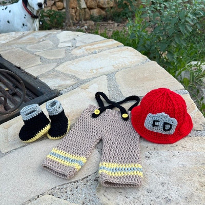 CROCHET PATTERN Baby Fireman Outfit, 0-12 Months Pattern Sizes, Baby ...