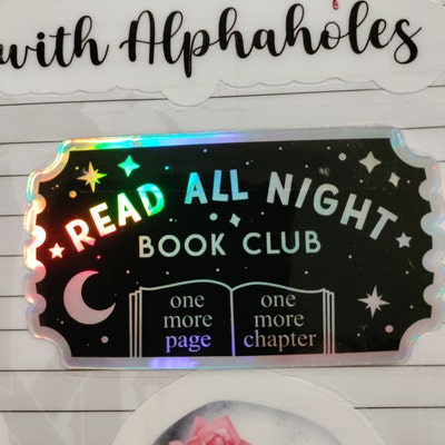 Holographic Read All Night Book Club Sticker Bookish Stickers Gifts for ...