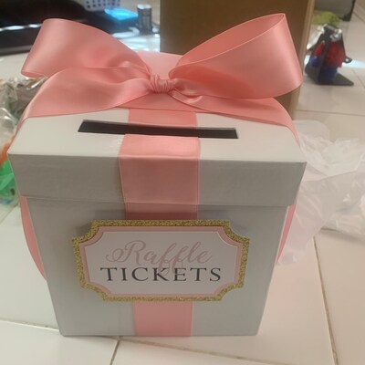 Diaper Raffle Game Kit With Sign and Mini Card Box in Sandstone and White Baby Shower Game ...