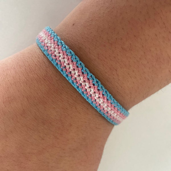 Transgender Pride Flag or Arrowhead Friendship Bracelet, Woven Cotton ...