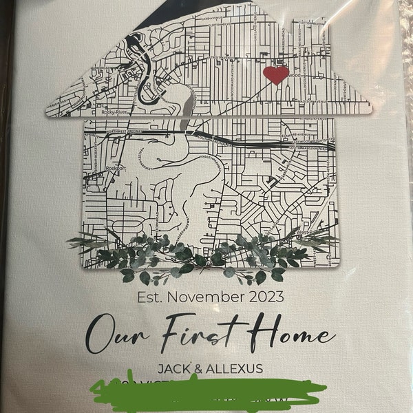 Custom Home Map, First Time Home Buyer, Personalized Housewarming Gift ...