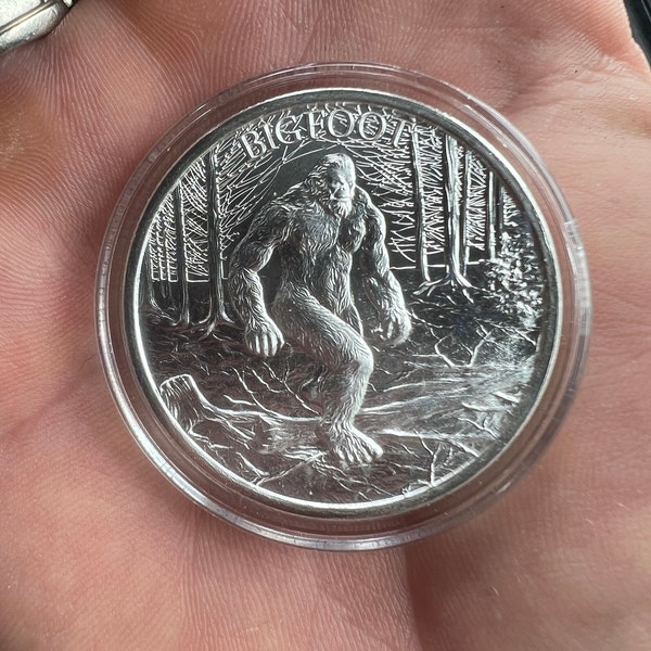 Sasquatch American Folklore-bigfoot-high Relief 1 Oz .999 Silver Round ...