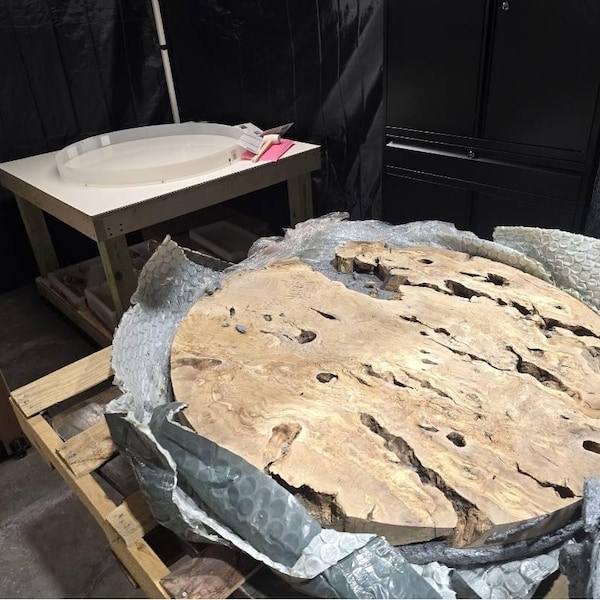 Sold Exclusive Turkish Olive Root Slice Live Edge Wood Slab 50”x44 ...