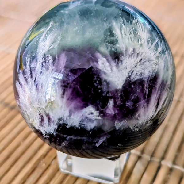 Natural Feather Fluorite Sphere, Feather Rainbow Fluorite, Fluorite ...