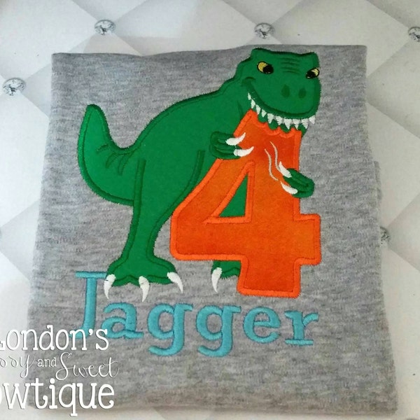 T-rex Dinosaur Birthday Numbers Set 1-6 Applique Machine Embroidery ...