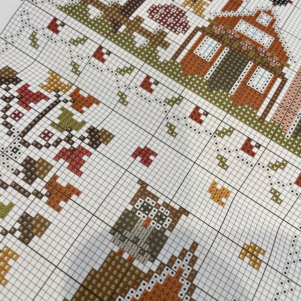 PLUM STREET SAMPLERS pink House Sampler Counted Cross Stitch Pattern ...