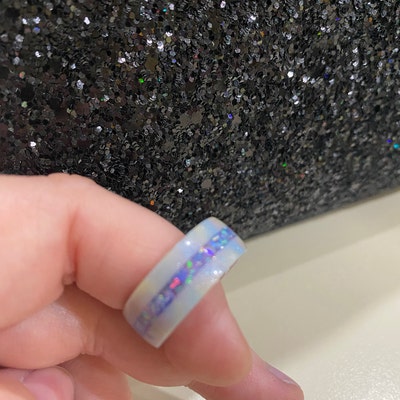 Unicorn Poop Ring With Opal Inlay 6mm Width Diamond Dust Ring ...