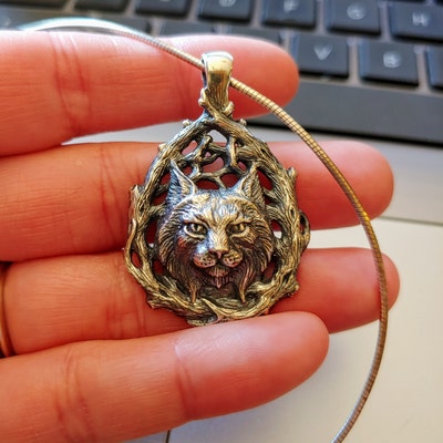 Lynx Head.lynx Pendant.lynx Charm.lynx Necklace.animal Totem.bobcat ...