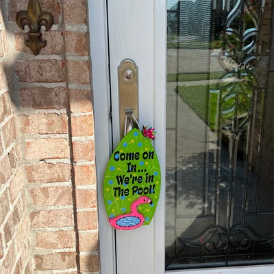 Come on Around Back We're in the Pool SURFBOARD SIGN Deck Tropical ...