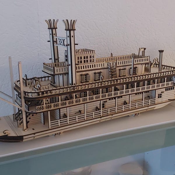 Laser Cut Steamboat Model Kit: Vintage Ship, DIY SVG DXF Ai Files ...
