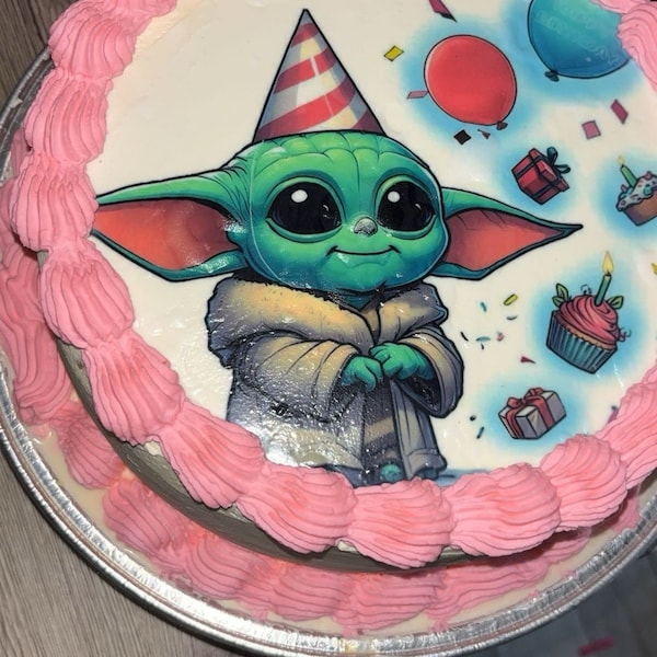 Grogu Birthday PNG, Baby Grogu With Cake, Baby Grogu SVG, Cute Baby ...